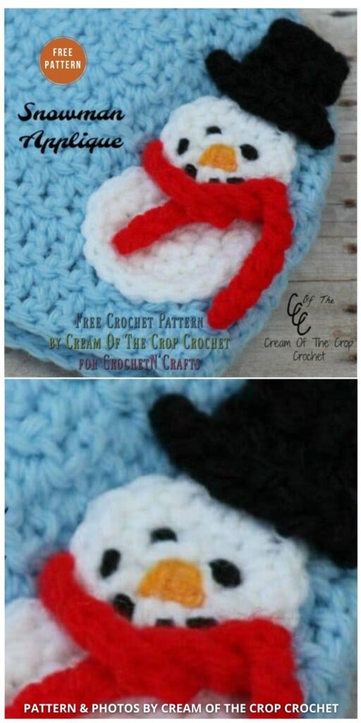9 Super Cute Snowman Appliques Free Patterns - The Yarn Crew