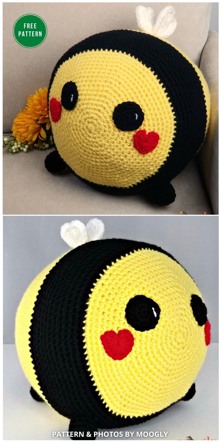 5 Bright & Free Crochet Bee Pillow Patterns - The Yarn Crew