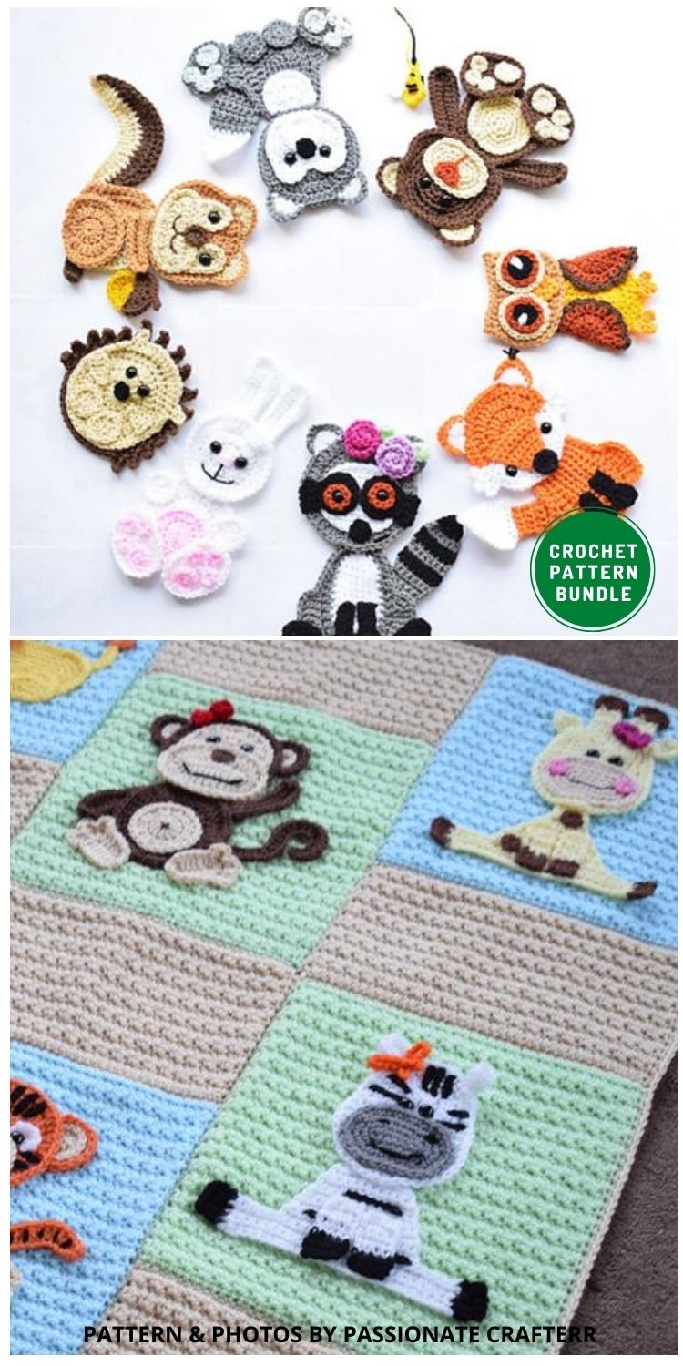 12 Super Cute Crochet Animal Applique Patterns - The Yarn Crew