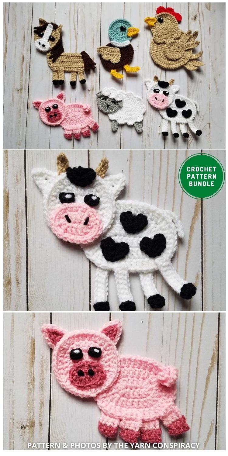 12 Super Cute Crochet Animal Applique Patterns - The Yarn Crew