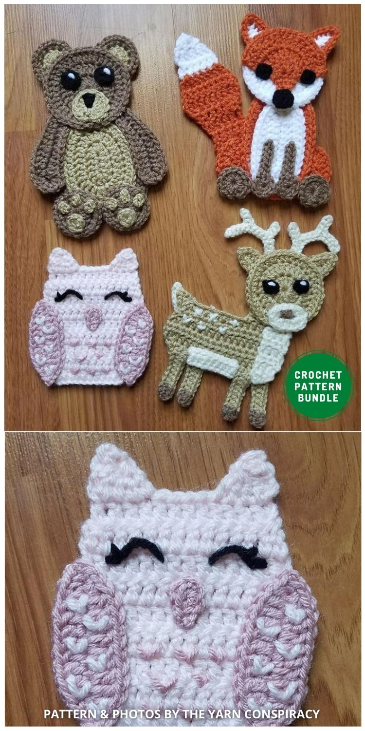 12 Super Cute Crochet Animal Applique Patterns - The Yarn Crew