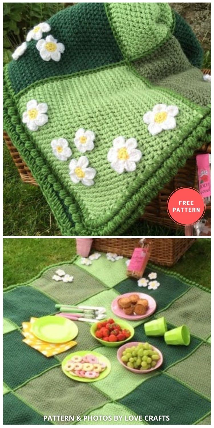10 Best Crochet Picnic Blanket Patterns For Family Outing - The Yarn Crew