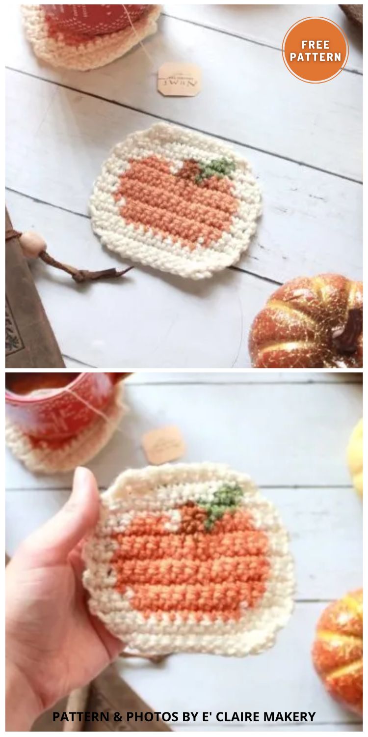 6 Free Halloween Pumpkin Coaster Crochet Patterns - The Yarn Crew