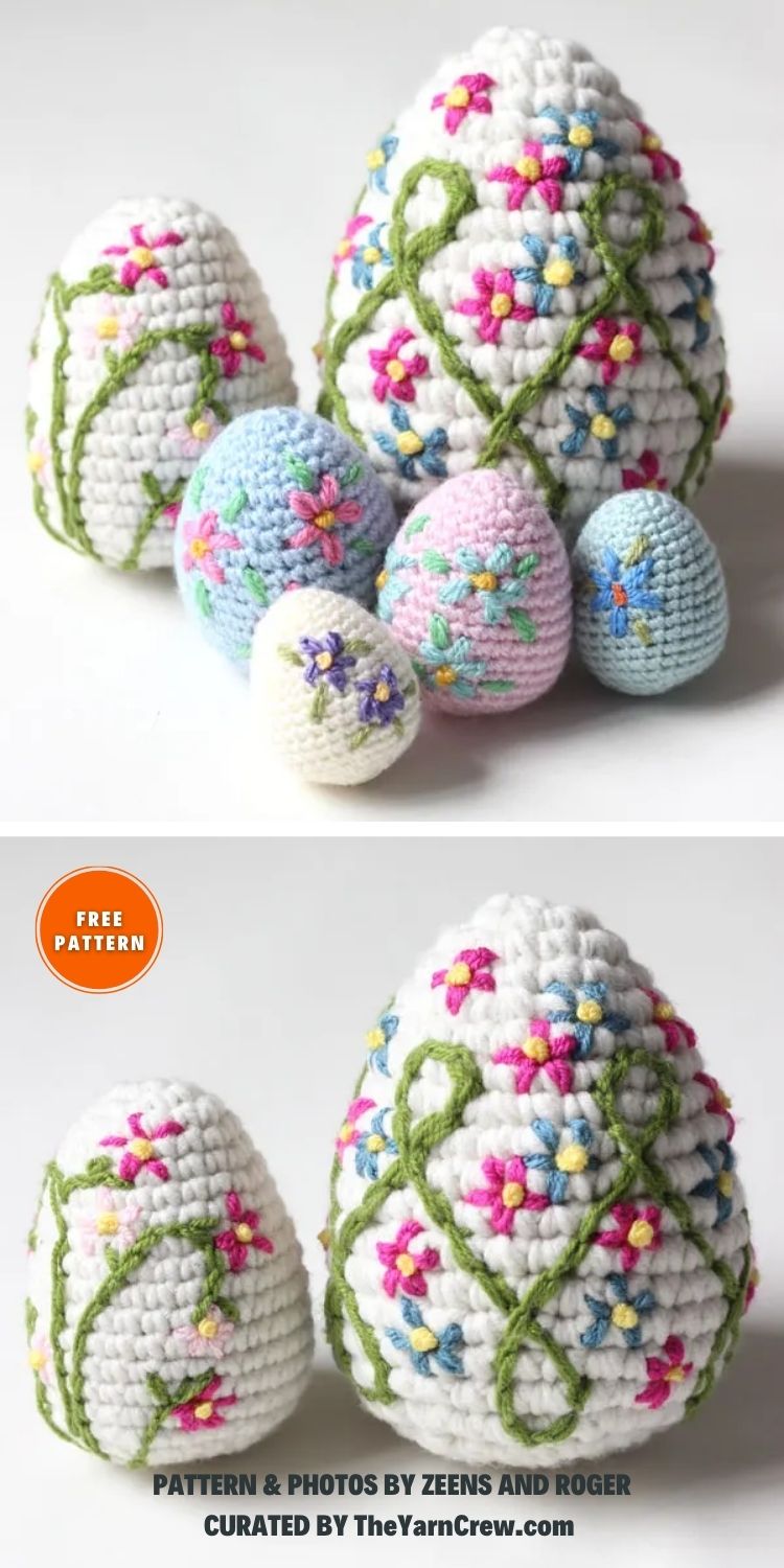 4 Free Crochet Floral Easter Egg Patterns - The Yarn Crew