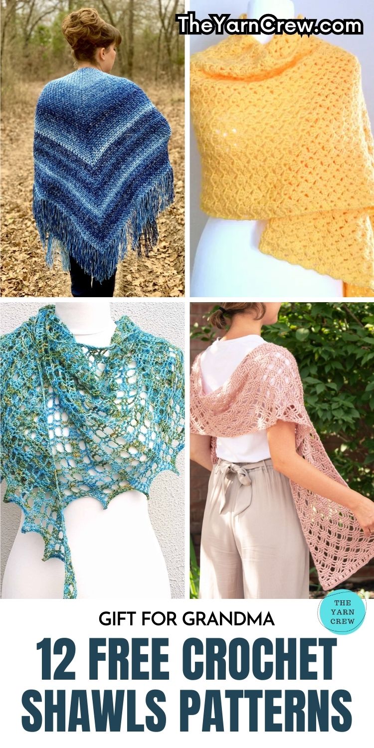 Gift For Grandma - 12 Free Crochet Shawls Patterns - The Yarn Crew